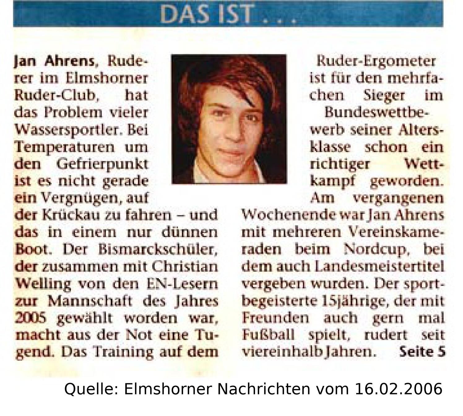 Das ist… Jan Ahrens – Elmshorner Ruder-Club v. 1909